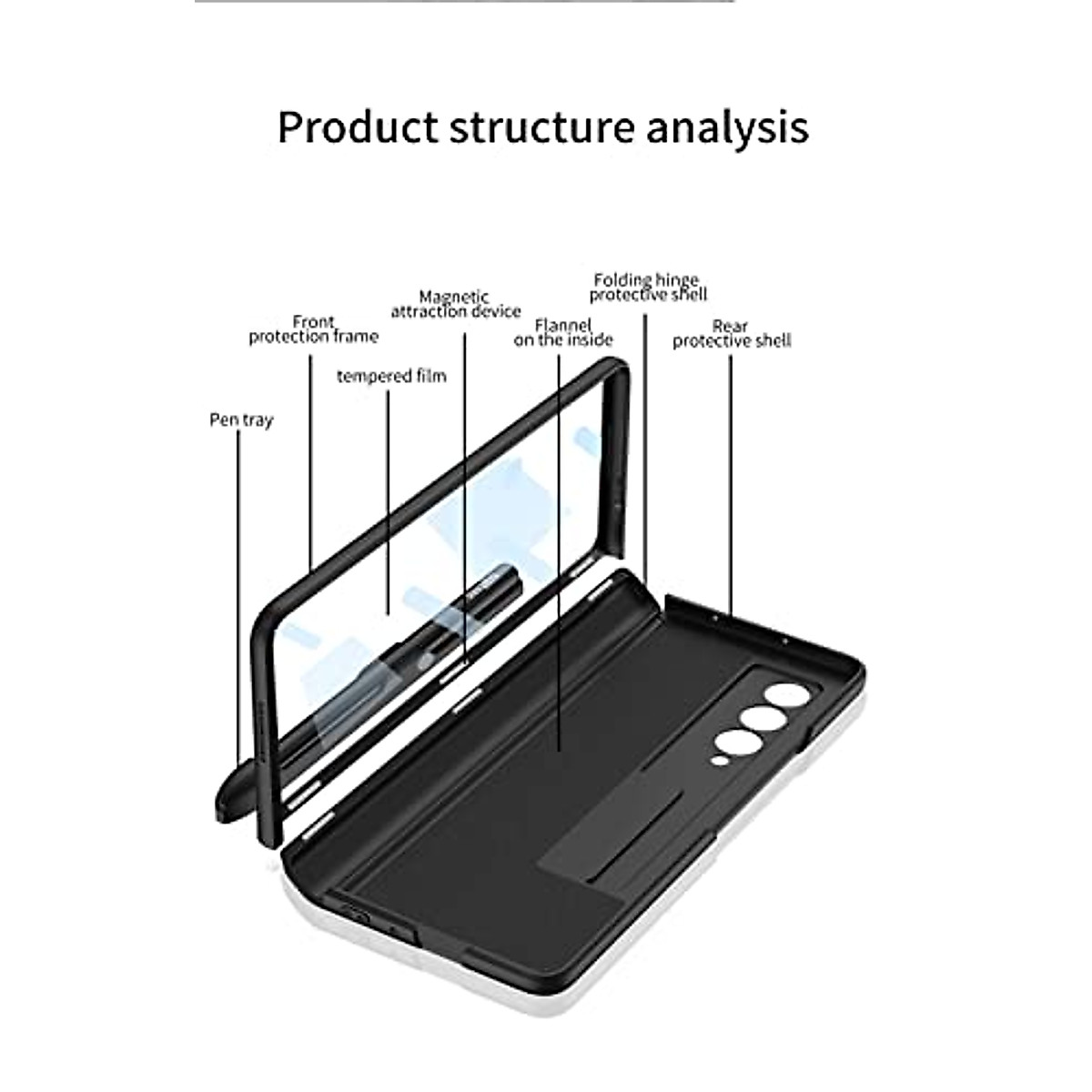 CeeEee Samsung Galaxy Z Fold 3 5g Case Screen Protector 360 Degree Full Protection Built-in with 9H Tempered Glass Screen Protector with S Pen Holder and Kickstand Cover Hinge Protection, Black