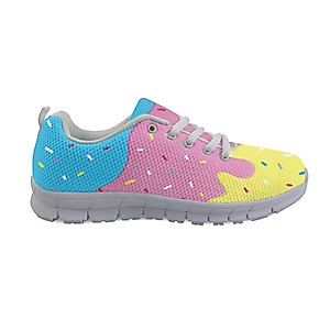Cute Cream Women Running Shoes Walking Sports Athletic Tennis Sneakers for Girls White Sole