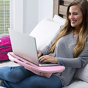 LapGear MyDesk Lap Desk with Device Ledge and Phone Holder - Rose Quartz - Fits up to 15.6 Inch Laptops - Style No. 44444
