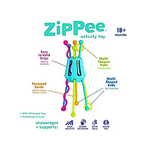 MOBI ZIPPEE Original Activity Toy for Toddlers' Sensory Development - Montessori Design by Parents and Reviewed by Doctors - BPA and Phthalate Free - with Food Grade Silicone - for Boys or Girls