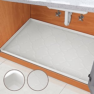 SIKADEER 31" x 22" Under Sink Protectors for Kitchen Sink Mat, Bathroom Tray Fridge Organizer, Dish Drying Mat Silicone Cabinet Liner with Raised Edg, Attractive Pattern, Leak-proof and splash-proof