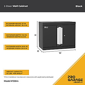 ClosetMaid ProGarage Wall Cabinet with Two Doors Lock and Shelf, for Garage Storage, Heavy Duty Steel, Black