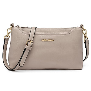 AMELIE GALANTI Small Medium Size Crossbody Bag purse for Women,leather Shoulder handbag with Adjustable Strap (beige)