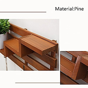 Wood Wall Shelf, Creative 3-Tier Wall Mount Wooden Floating Shelf with 3 Hooks Retro Rustic, Multi Organizer for Entryway Hallway Living Room Office Bathroom Kitchen Bedroom Decoration (Burlywood)