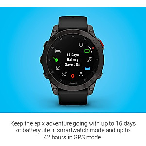 Lumintrail Garmin Epix Gen 2, Premium Active Smartwatch, Health and Wellness Features, Touchscreen AMOLED Screen, Smart Watch for Men & Women, Black Titanium, with a Wall Plug