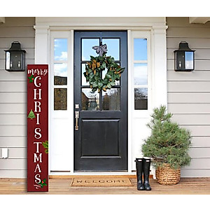 TYmall Christmas Welcome Porch Sign Wood Vertical for Front Door Merry Christmas 3in1 Farmhouse Standing Wooden Home Sign Tall Porch Decor 8X48Inch
