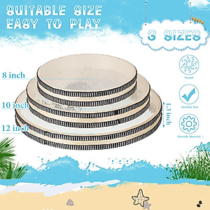 Sea Drum, 3 Pieces Wave Bead Sea Sound Drum with Hardwood Shell Musical Instrument Percussion for Home School Supplies, Natural Color, 8 Inch, 10 Inch, 12 Inch