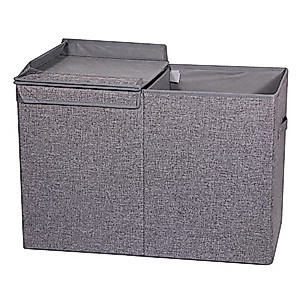 Set of 2 Collapsible Storage Bins with Lids Fabric Foldable Storage Boxes Organizer Containers Baskets Cube with Divider for Home Bedroom, Jumbo