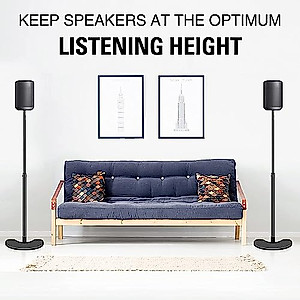 Mounting Dream Height Adjustable Speaker Stands Mounts, One Pair Floor Stands, Heavy Duty Base Extendable Tube, 11 LBS Capacity Per Stand, MAX 40" Height Adjustment MD5401 (Speakers Not Included)