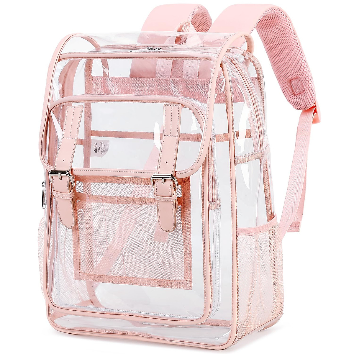 abshoo Transparent Clear Backpack Heavy Duty Backpack For School Teen Girls Women Clear Bookbag (Pink)