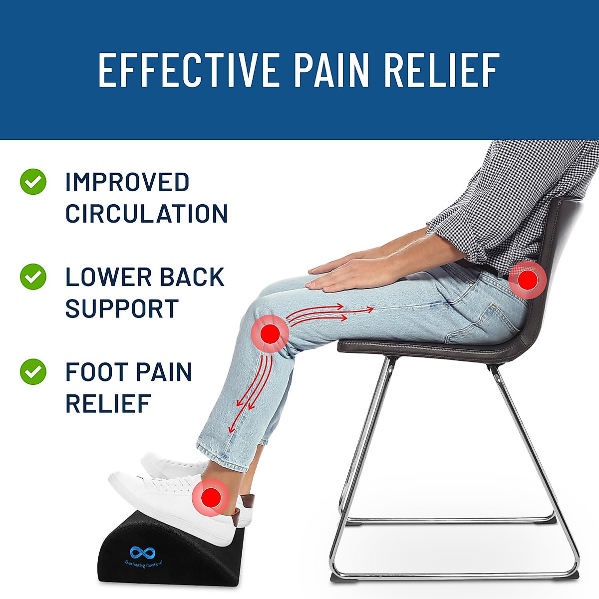 Everlasting Comfort Lumbar Support Pillow & Foot Rest Set for Office, Home, and Gaming - Ergonomic - Enhance Posture & Relieve Back Pain