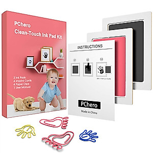 Clean Touch Ink Pad for Baby Handprints and Footprints, PChero Inkless Print Kit for Family Keepsake Newborn Shower Gifts