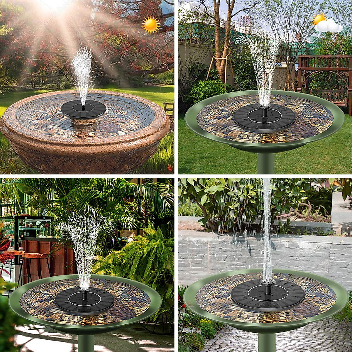 Solar Fountain, 1.4W Solar Powered Circle Garden Water Pump with 6 Nozzle, Anti-collision Bar, Floating Fountain Pump Kit for Bird Bath, Pond Garden Decor, Aquarium, Fish Tank