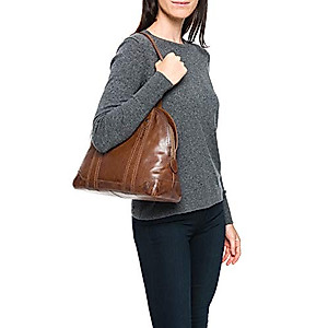Frye womens Melissa Leather Domed Zip Satchel Bag, Cognac, One Size US