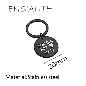 ENSIANTH Funny Chicken Keychain Chicken Lover Gift Bok Bok Bitch Crazy Rich Asians Inspired Gift for Friend (Black)