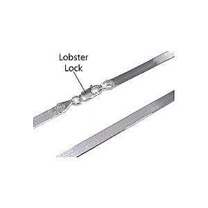 AUTHENTIC STERLING SILVER 925 Flat Herringbone Flex Chain Necklace, Flat Snake Necklace, 2.5M- 5.5MM. 16-30 Jewelry For Women Men, High Shine 16-30