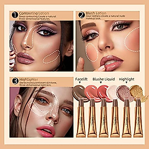 Yeweian 3PCS Liquid Contour Beauty Wand, Liquid Blush Highlighter Makeup Stick with Applicator, Cream Bronzer Stick Natural Matte Finish, Lightweight Blendable Cream Contour Highlighter Blush Wand
