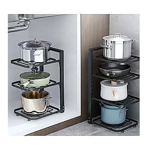 Pot and Pan Organizer for under Cabinet Baking Pan Organizer Rack Pot Rack Pot Organizer Pot and Pan Rack Pan Storage Pot Lid Pan Holder under Sink For Kitchen Organization (3 Tier)