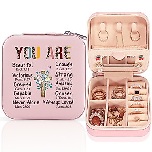 GevGuxLuo Pink Contemporary Jewelry Box, Lightweight & Removable, Zipper Closure, Fabric-lined, Table Top, Birthday Gift for Women, Teens & Girls