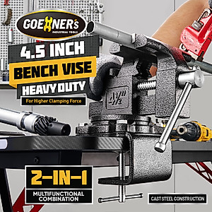 [Upgraded] Multi-Purpose Bench Vise 4-1/2", Table Vice For Workbench, Universal Clamping Vise With Heavy Duty Cast Iron, Multi-Jaw, Swivel Base, Easy Adjustment for Woodworking, Workshop DIY Uses…