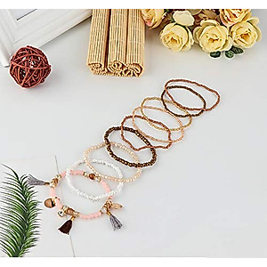 MILACOLATO 6Sets Boho Bead Bracelets Set Multilayered Stackable Bracelets Comfortable Stretch Bracelets Multicolor Bohemian Charm Bracelets for Women Girls