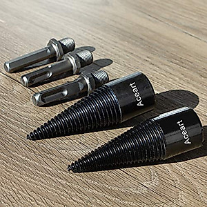 Aceart Firewood Log Drill Bit, 5Pcs Removable Wood Splitter Screw with Round + Hex + Square Shank, 32MM Heavy Duty Drill Screw Cone Driver for Hand Drill Stick