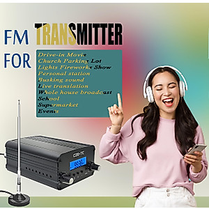 FM Transmitter for Church, Long Range FM Broadcast Transmitter for Drive-in Movie, Church Parking Lot, Lights Fireworks Show,Fireworks Display,School, Supermarket Events
