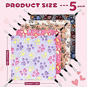 Photect 5 Pcs Double Layer Ferret Hammock Small Animal Hanging Hammock Bunk Bed Ferret Toys Rat Cage Accessories Soft Plush Rat Hammock for Ferret Rat Sugar Glider Pig Guinea Parrot Hideout Play Sleep