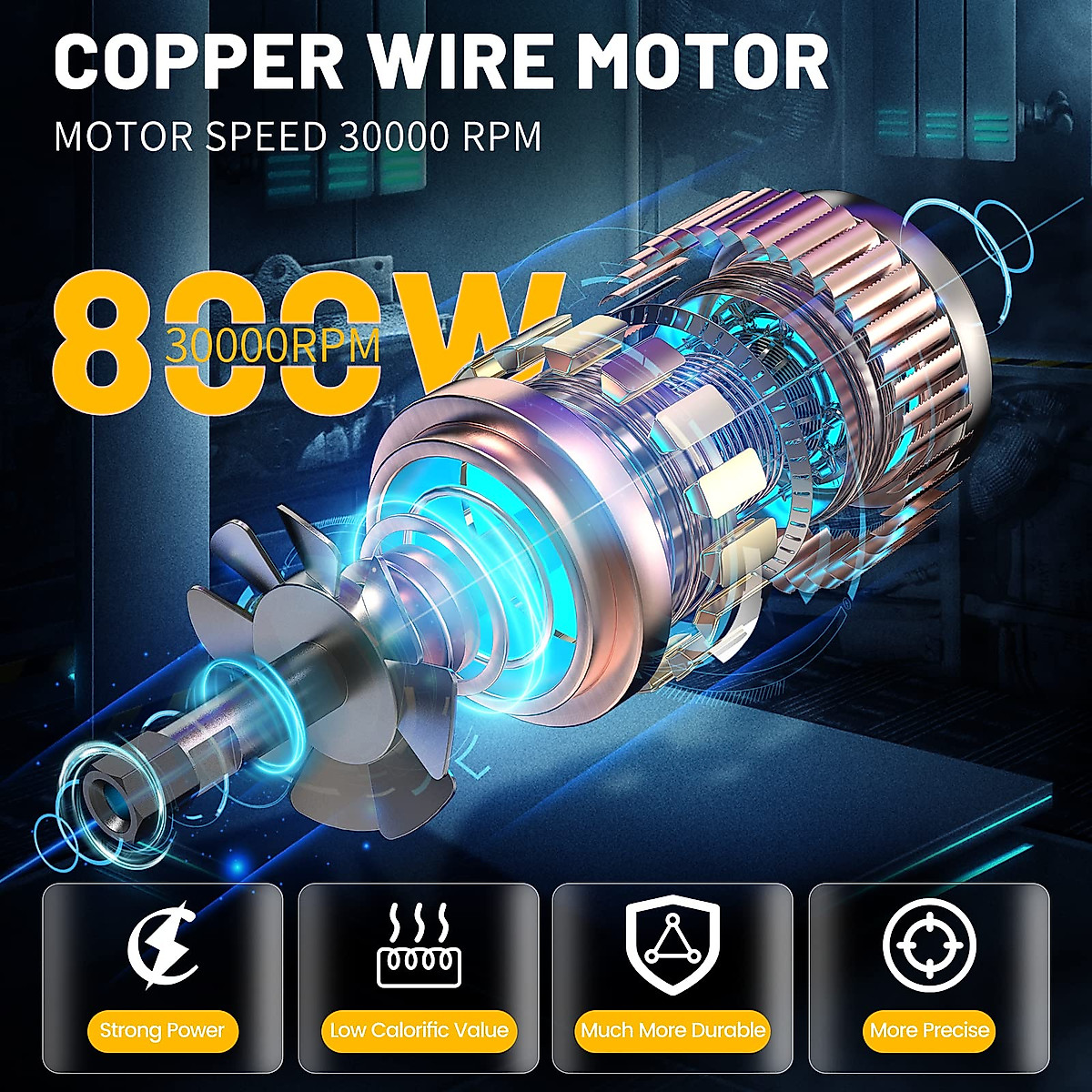 TwoWin Router Tool, 110V 800W Compact Wood Router Tool for Woodworking, Electric Hand Trimmer 1/4" Collets Palm Wood Router Tools Laminate Trimmer + Tungsten Carbide Router Bits 15-Piece Set