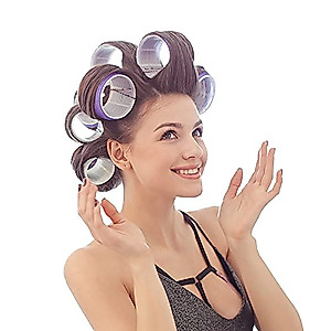 36 Packs Jumbo Hair Rollers Hair Curlers. 2.5 inch Large Self Grip Hair Curlers for Long Hair, Big Hair Rollers for Long Hair. No heat Curlers Hair Rollers with Clips & Comb (Purple)