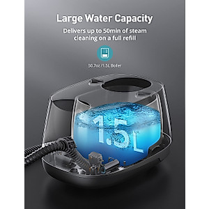 Aspiron Steamer with 21 Accessories, Portable Multipurpose Steam Cleaner for Car 5 Mins Heating with 1.5L Tank, Heavy Duty Steam Cleaner Carpet and Upholstery, Floors, Tiles, Car