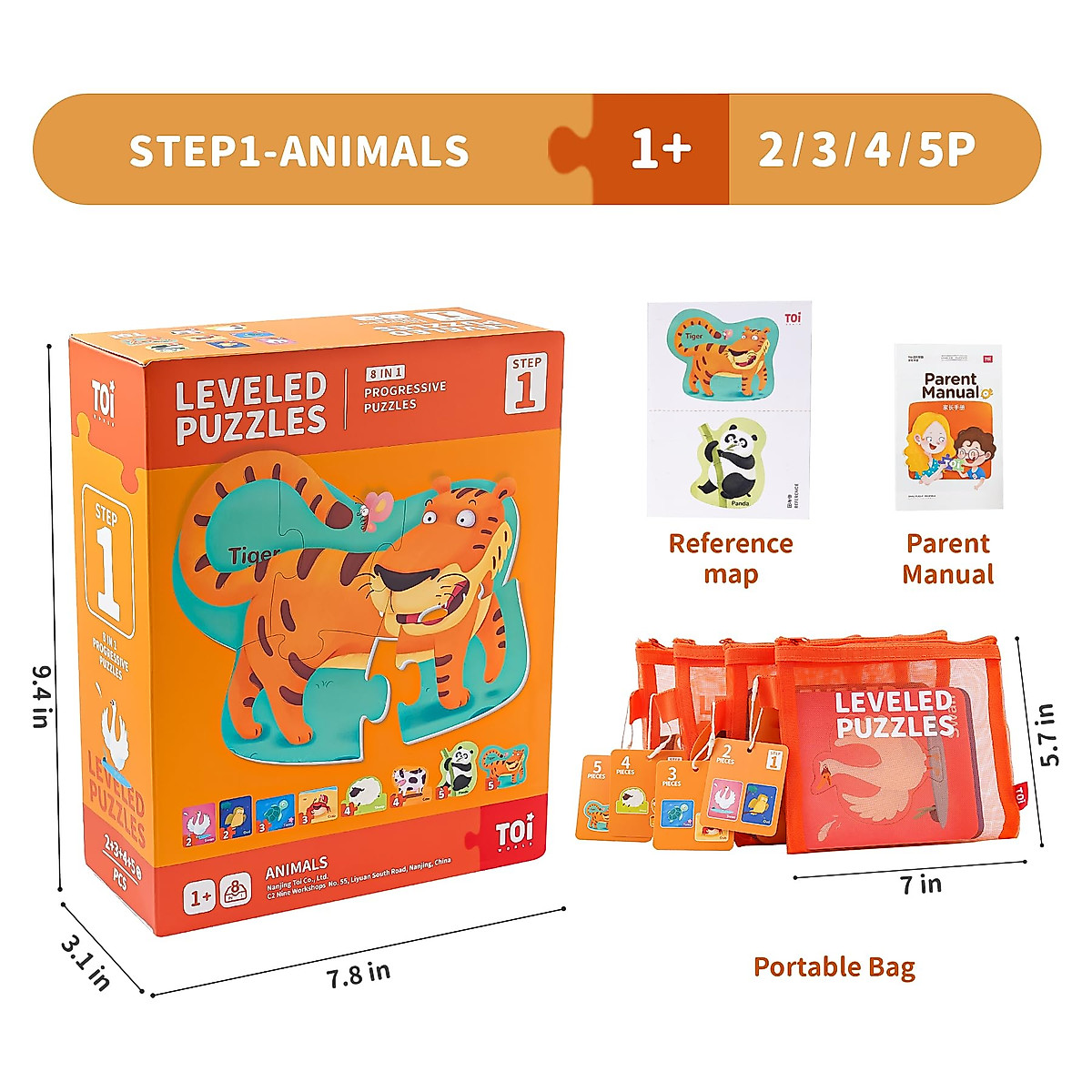 TOI Leveled Puzzles for Kids Aged 6 and Up, Toddler Puzzle Preschool Learning Jigsaw Puzzles, Large Pieces Educational Game for Boys Girls, Classic Education Step 7