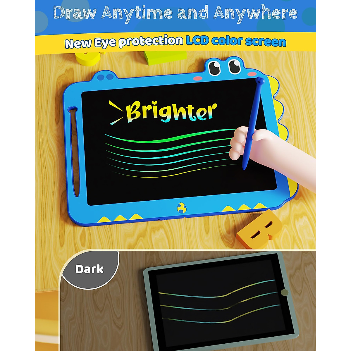 LCD Writing Tablet for Kids, Colorful Toddler Toys Doodle Board, Drawing Tablet, Reusable Electronic Pads Educational and Learning Toy Gift for 3-8 Years Old Boys and Girls