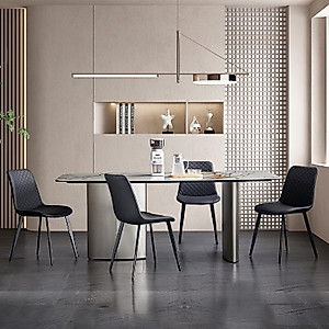 seonyou Dining Chairs Set of 4 Black, Modern Kitchen Chairs for Dining Room, Upholstered Faux Leather Dining Chairs