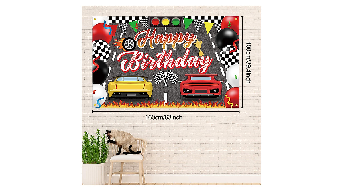 Racing Cars Birthday Backdrop - Perfect Party Decor