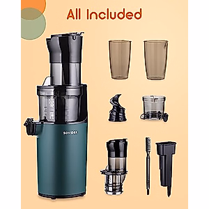 SOVIDER Compact Slow Masticating Juicer Machines- Up to 92% Juice Yield and 3.1" Wide Chute Cold Press Juicer for High Nutrient Fruits Vegetables Easy Clean with Brush Pulp Measuring Cup Reverse