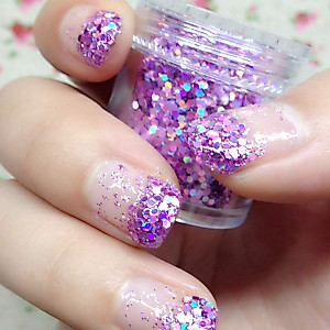 Unime Body Glitter 16 Colors Chunky Glitter for Body Face Hair Make Up Nail Art Mixed Color Glitter