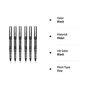 Pilot Precise V7 Stick Rolling Ball Pens Fine Point, Black Ink, 6 Pack
