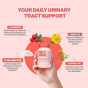 D Mannose Capsules - Fast-Acting UTI Supplement - Cleanse & Flush Impurities - with Natural D-Mannose Powder, Cranberry, Hibiscus & Dandelion - Alternative to Cranberry for Women, 60 Capsules