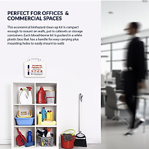 MFASCO Blood Borne Pathogens Clean Up Kit - Wall-Mountable or Portable - OSHA Compliant - Disposable Protection Gear - Bleach-Free Solidifier - Easy Cleanup - Compact Design - Refillable - 9 Pcs