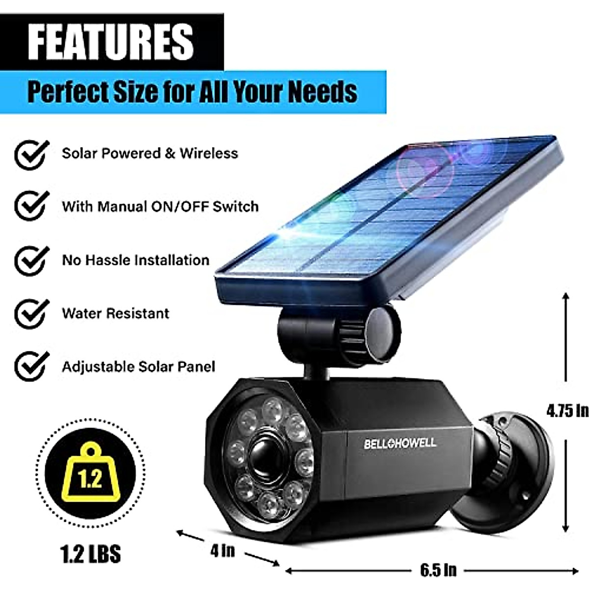 Bell+Howell Bionic Spotlight Original LED Solar Outdoor Lights with Motion Sensor Super Bright Outdoor Solar Lights Waterproof Landscape Lighting for Yard, Garden Outdoor Lighting As Seen On TV