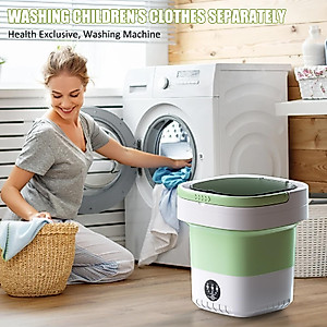 Portable Washing Machine, 9l Large Capacity, Foldable Washing Machine Suitable For Washing Small Clothes, Baby Clothes, Underwear, Socks, Pet Supplies, Apartments, Camping, Rv Travel Laundry- Green