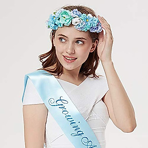 "Growing a Prince" Sash & Flower Crown Kit - Baby Shower Sash Prince Baby Boy Shower Baby Sprinkle (Blue)