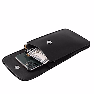 Bobrand Cell Phone Crossbody Bag for Women Shoulder Bags Touch Screen Wallet Purse with Clear Window(Black)