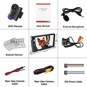 Double Din Car Stereo Apple Carplay and Android Auto, 7-Inch HD Touchscreen Car Stereo with Backup Camera, Bluetooth Car Radio Support Mirror Link,FM/Hands Free Call/USB/TF/AUX/Steering Wheel Control