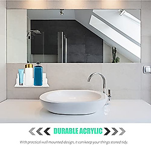 DOITOOL 2 Pcs Bathroom Floating Shelf Clear Acrylic Shower Caddy Adhesive Wall Mount Storage Rack Cosmetic Shampoo Spice Condiment Holder Organizer for Toilet Kitchen