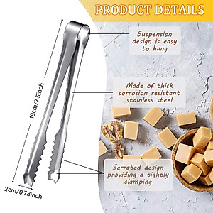10 Pieces Ice Tongs Stainless Steel Tongs Sugar Ice Food Tongs Sawtooth Food Serving Kitchen Tongs for Serving Restaurant Hotel Ice Bucket, 7.5 Inch