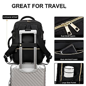 Kamiya Carry on Backpack, 35L Large Travel Backpack for Women Flight Approved, Waterproof TSA 17inch Laptop Backpack Luggage Daypack for Business Weekender Overnight with USB Charging Port, Black