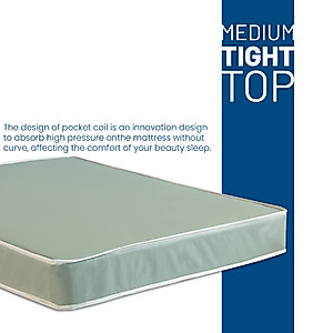 Treaton, Pressure Relieving & Cooling Tight Top Pocket Coil Hybrid Full Mattress - 8-inch Water Proof Vinyl Medium Firm Mattres, Great for Hospital and Institutional Use, Bed in Box, Green