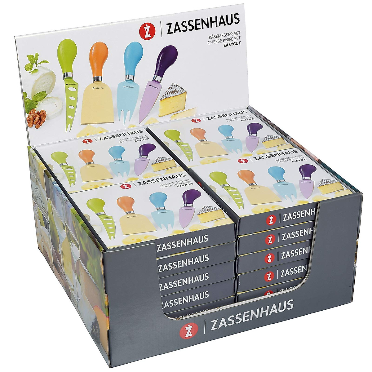 Zassenhaus Easy Cut Cheese Knife Set, 4.5", Assorted